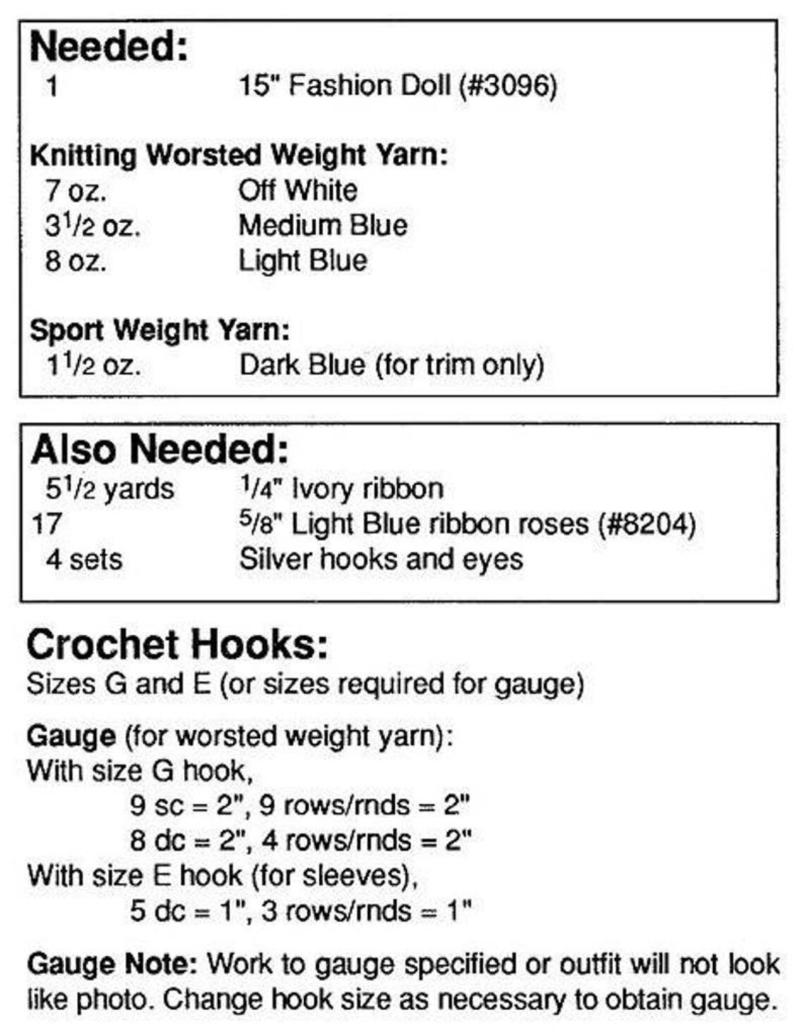 Vintage Crochet Pattern Abigail Colonial Belle Outfit for an 15 Inch ...