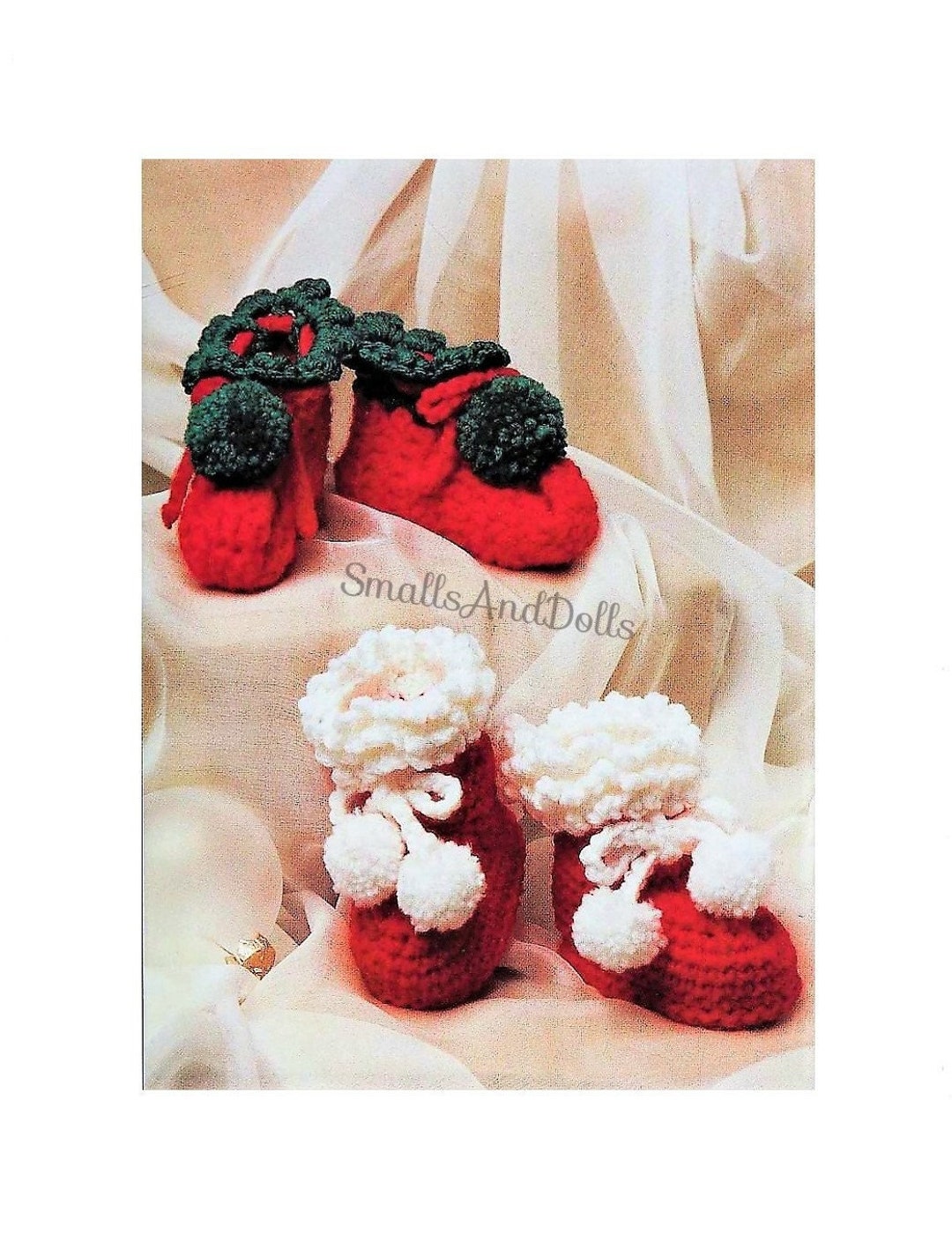 Vintage Crochet Pattern Baby Elf and Santa Booties Holiday Slippers ...