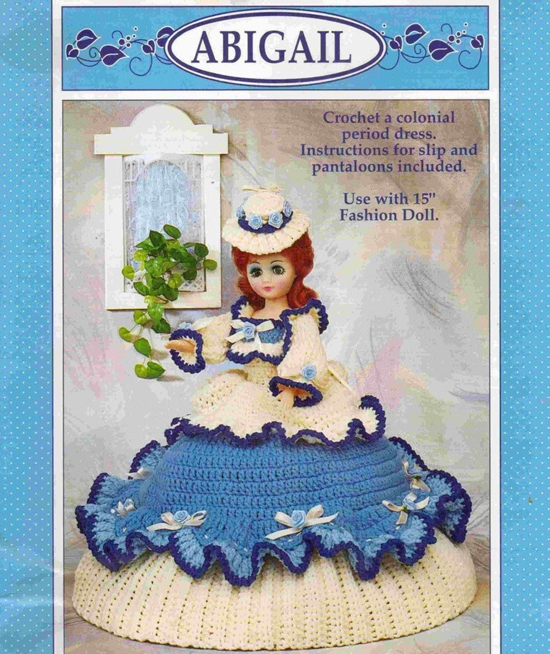 Vintage Crochet Pattern Abigail Colonial Belle Outfit for an 15 Inch ...