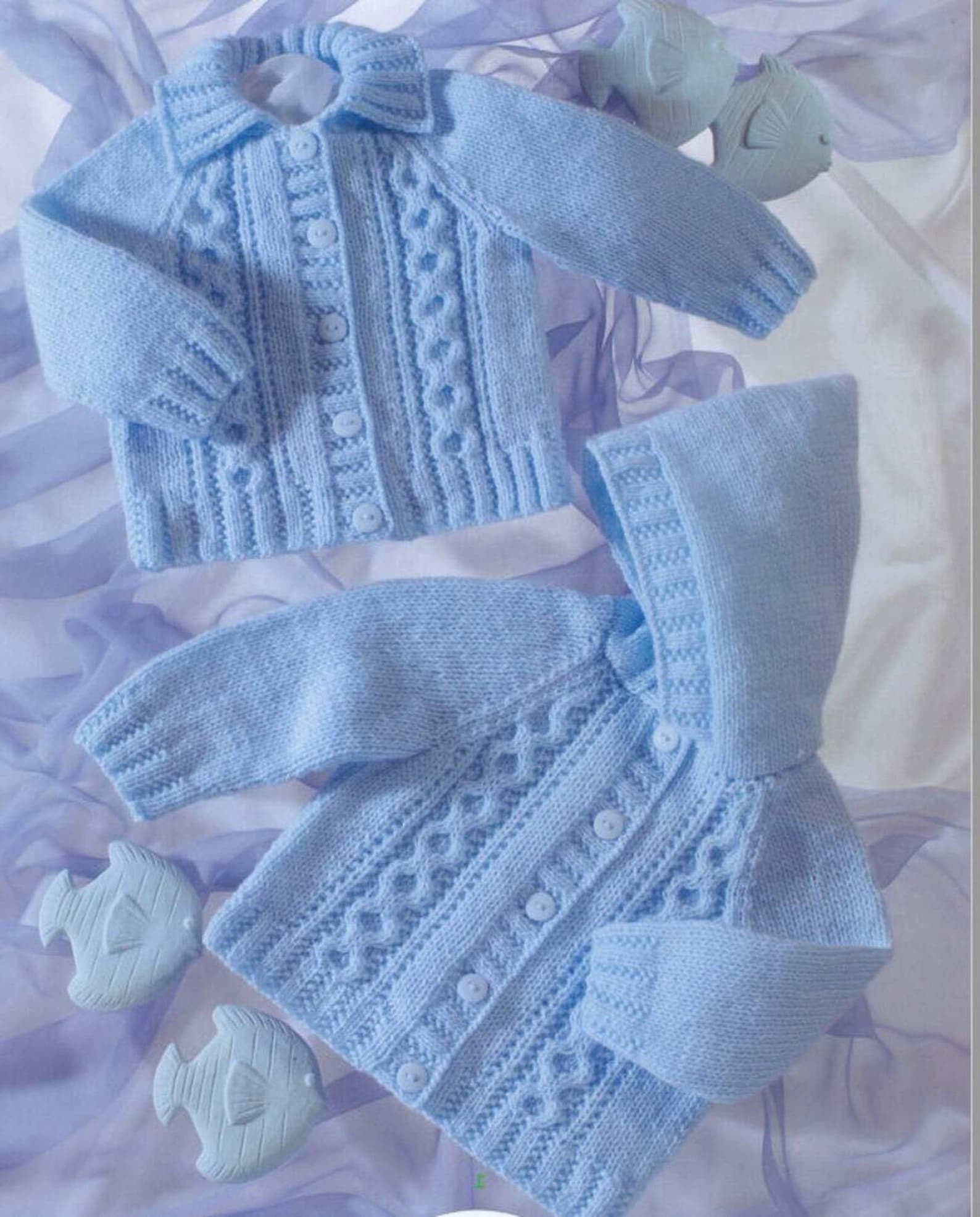 Vintage Knitting Pattern Baby Cable Knit Hoodie Jacket Cardigan Sweater ...