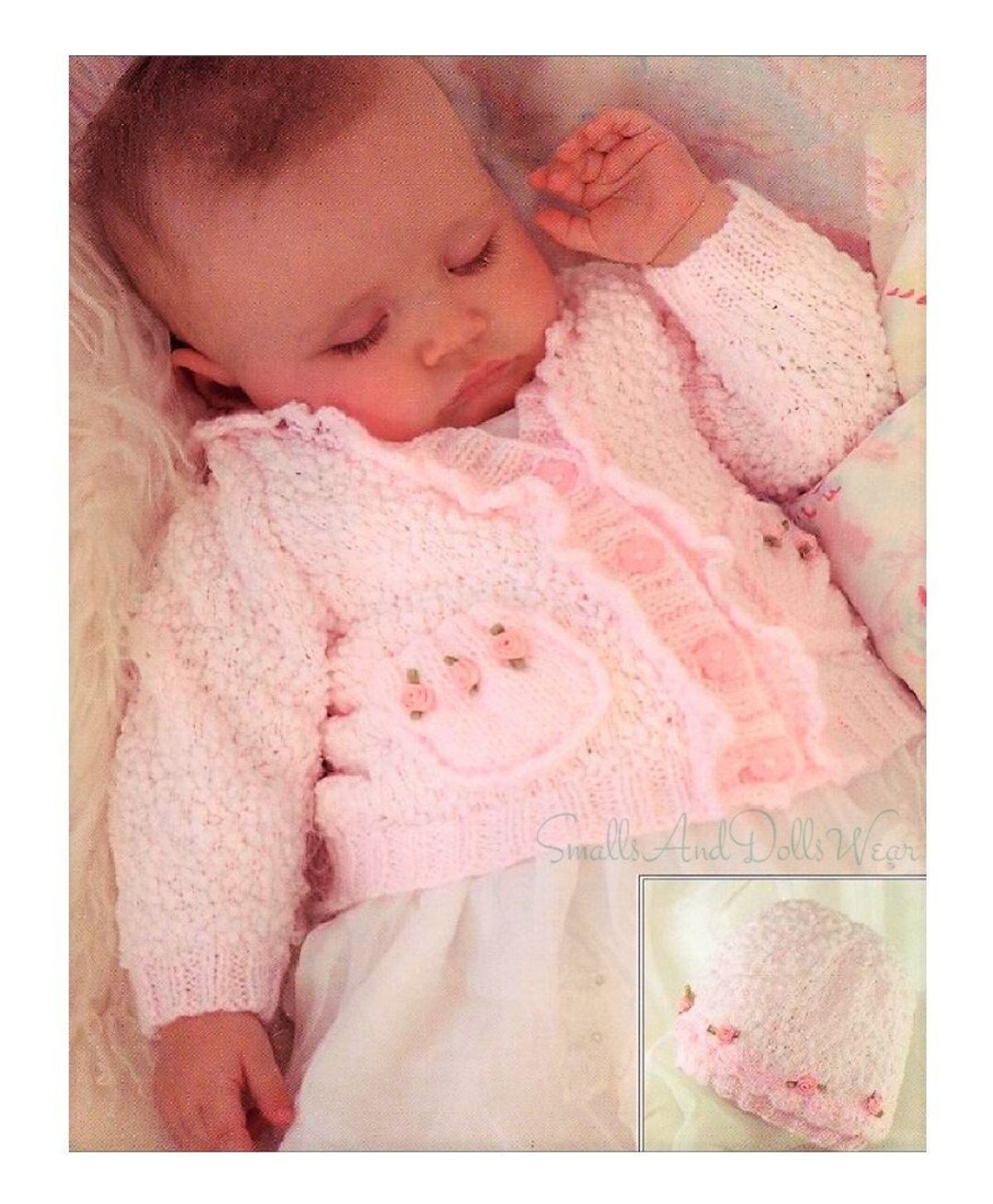 Vintage Knitting Pattern Knit Girl Toddler Knobby Nubby Roses Cardigan ...