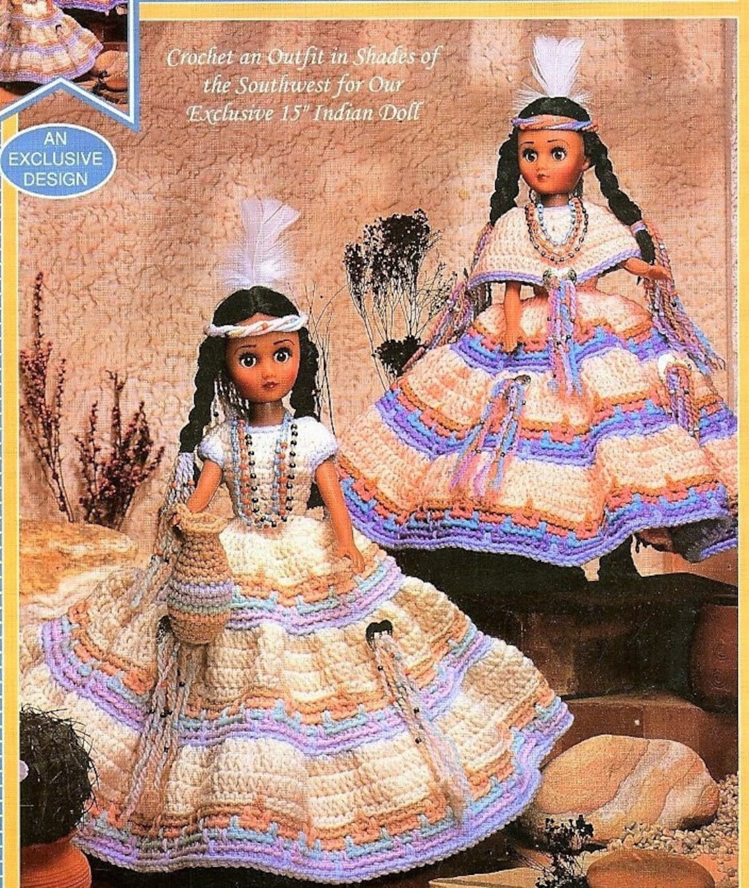 Vintage Crochet Patterns Indian Princess Native Doll Dresses Outfits ...