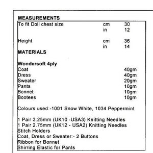 Vintage Knitting Pattern Knit Doll Clothes for 14 Inch Dolls 6 Pieces ...