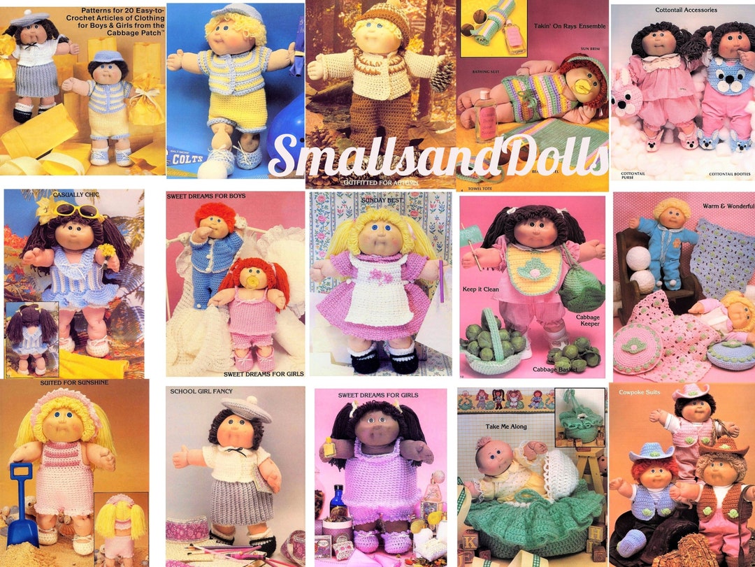Vintage Crochet Patterns Cabbage Patch Kids Dolls Outfits 20 Designs ...