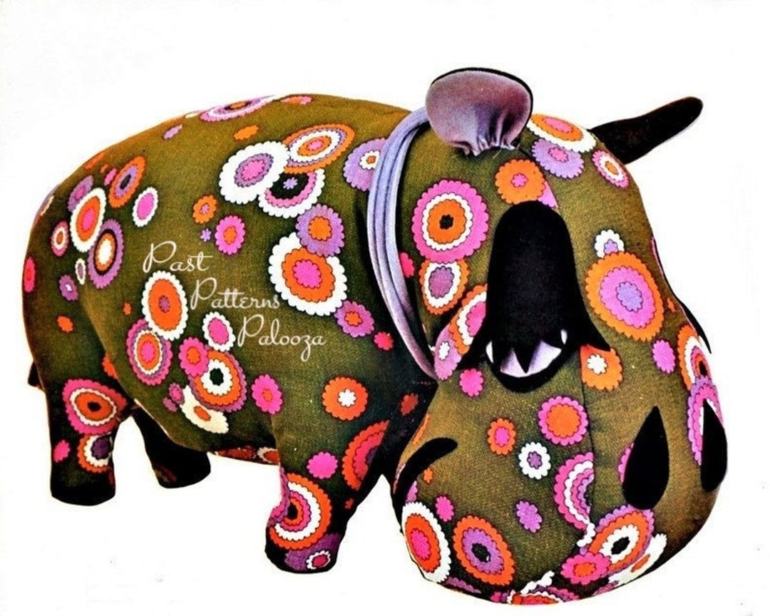 Vintage Sewing Pattern 30" Heloise Hippo Groovy Mod Soft Toy Doll ...