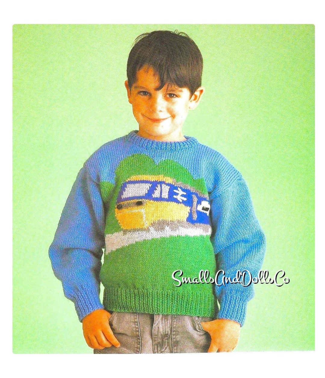 Vintage Knitting Pattern Knit Kids Boys Rail Train Locomotive Sweater ...