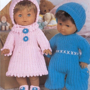 Vintage Knitting Pattern Knit Boy Girl Doll Clothes Outfits for 12 to ...