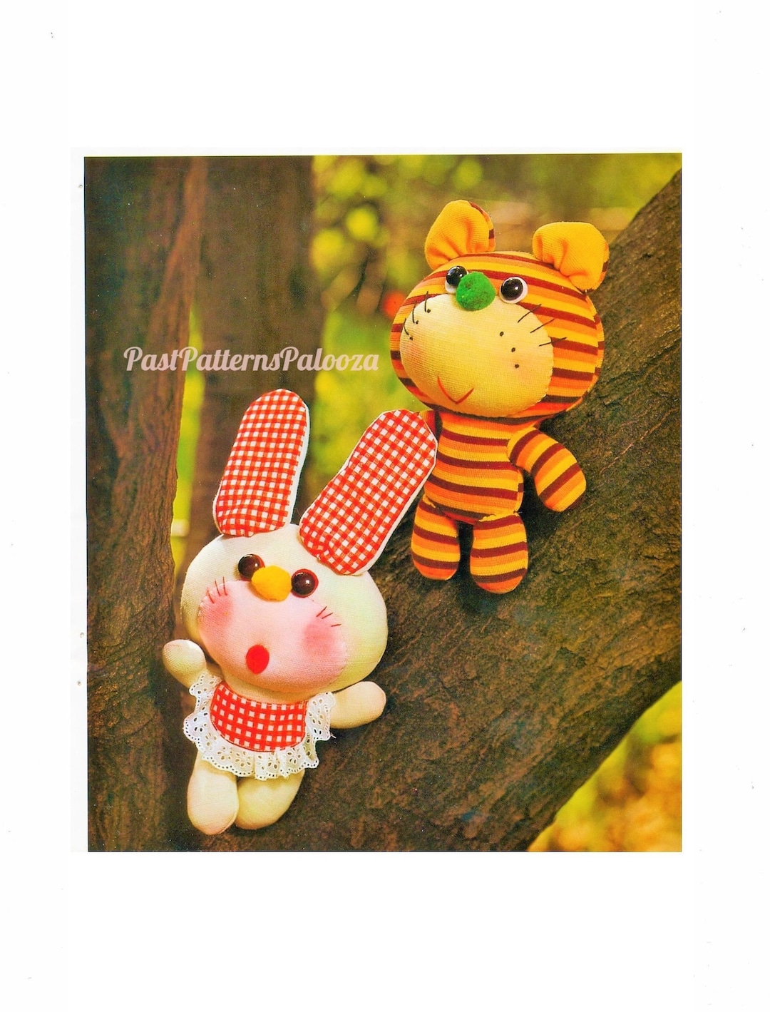 Vintage Sewing Pattern Bunny Rabbit and Tiger Soft Fabric Toy Dolls PDF ...