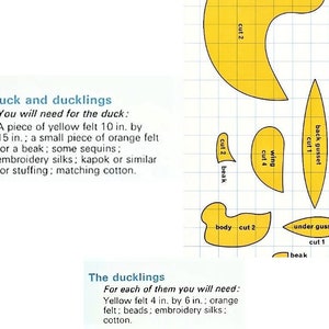 Vintage Sewing Pattern Groovy Mod Felt Duck Family Mama & Ducklings ...