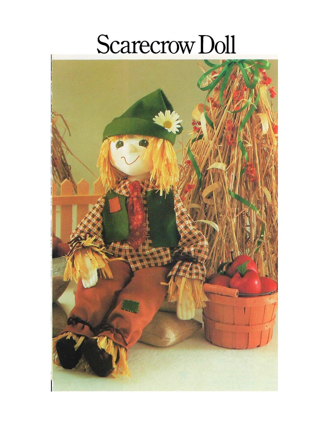 Vintage Sewing Pattern 24" Fabric Soft Sculpture Scarecrow Doll PDF ...