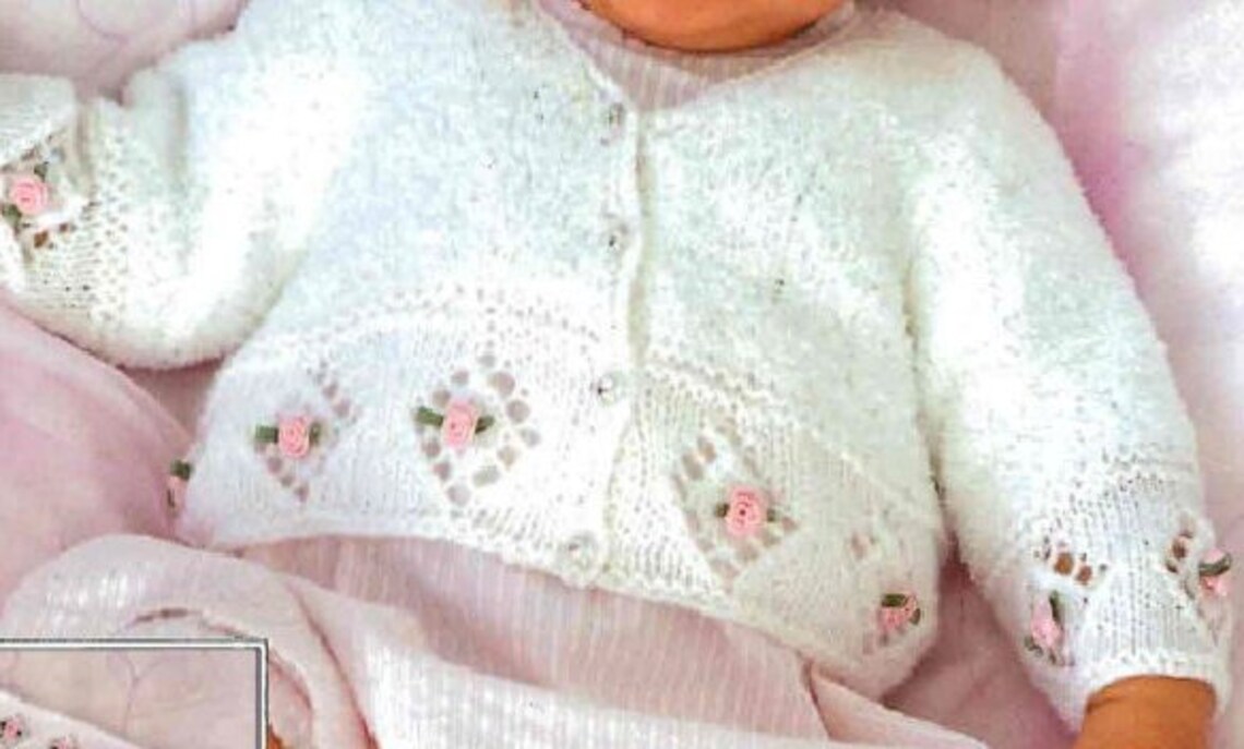 Vintage Knitting Pattern Knit Baby Girl Rosebud Diamond - Etsy