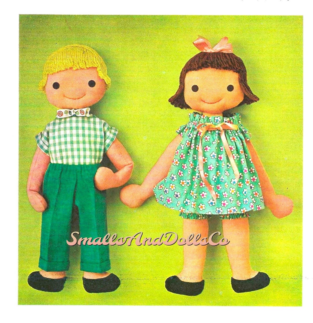 Vintage Sewing Pattern 21" Cuddly Couple Boy and Girl Soft Sculpture ...