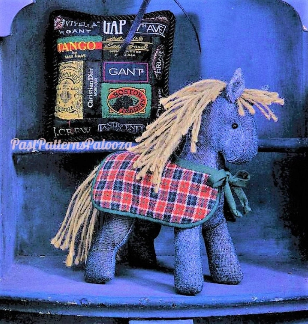 Vintage Sewing Pattern 7 Denim Fabric Pony Horse Soft Sculpture Toy ...