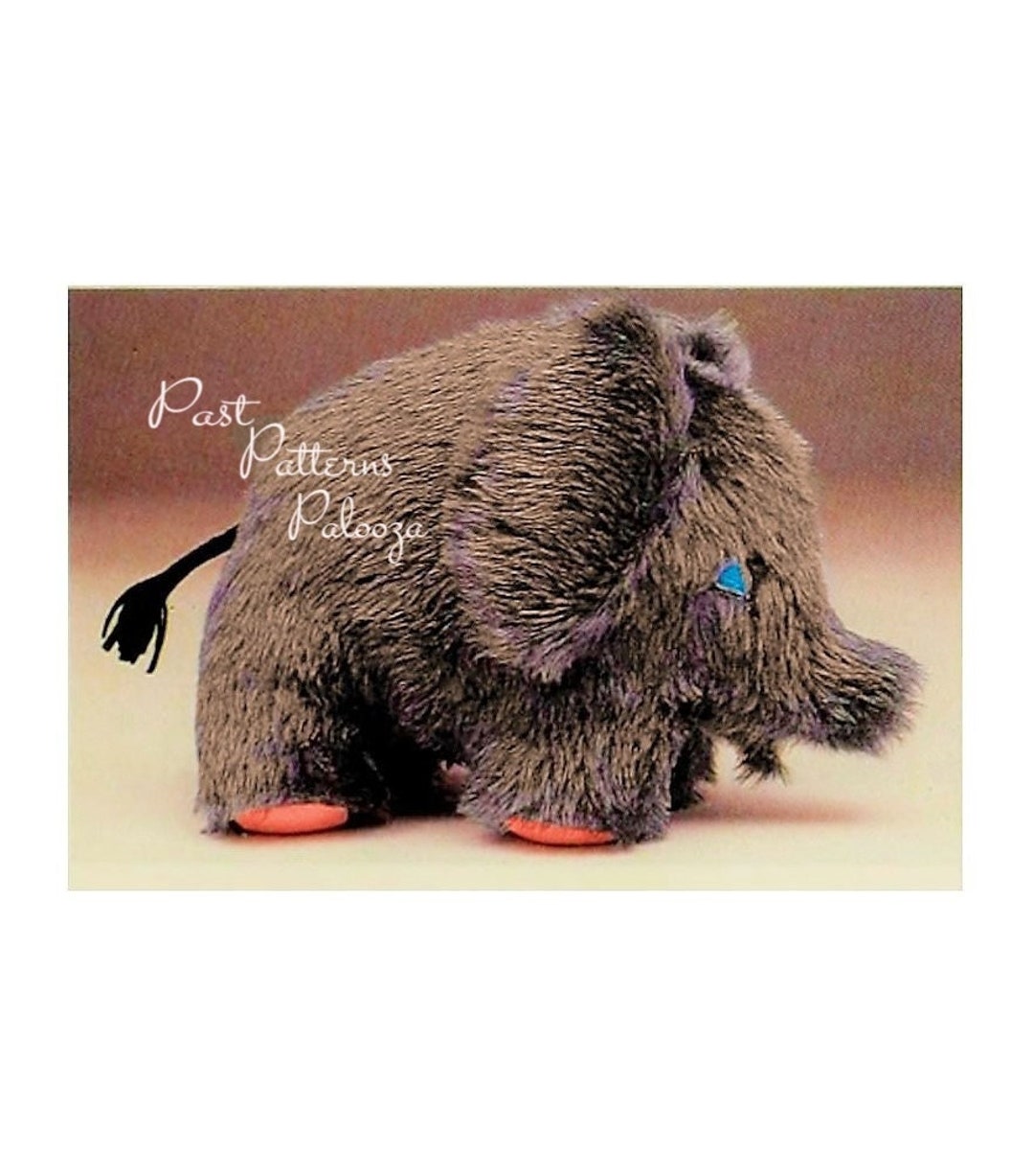 Vintage Sewing Pattern 12" Furry Elephant Baby Woolly Mammoth Soft Toy ...