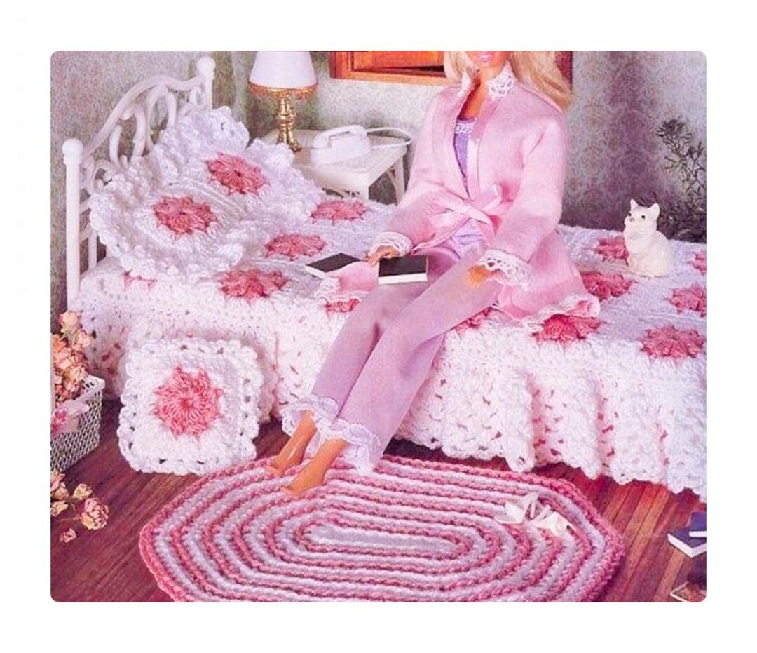 Vintage Crochet Pattern Fashion Doll House Home Decor Afghans Bed ...