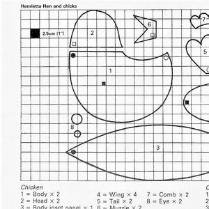 Vintage Sewing Pattern 12" Henrietta Hen and Her 5" Chicks Soft Fabric ...