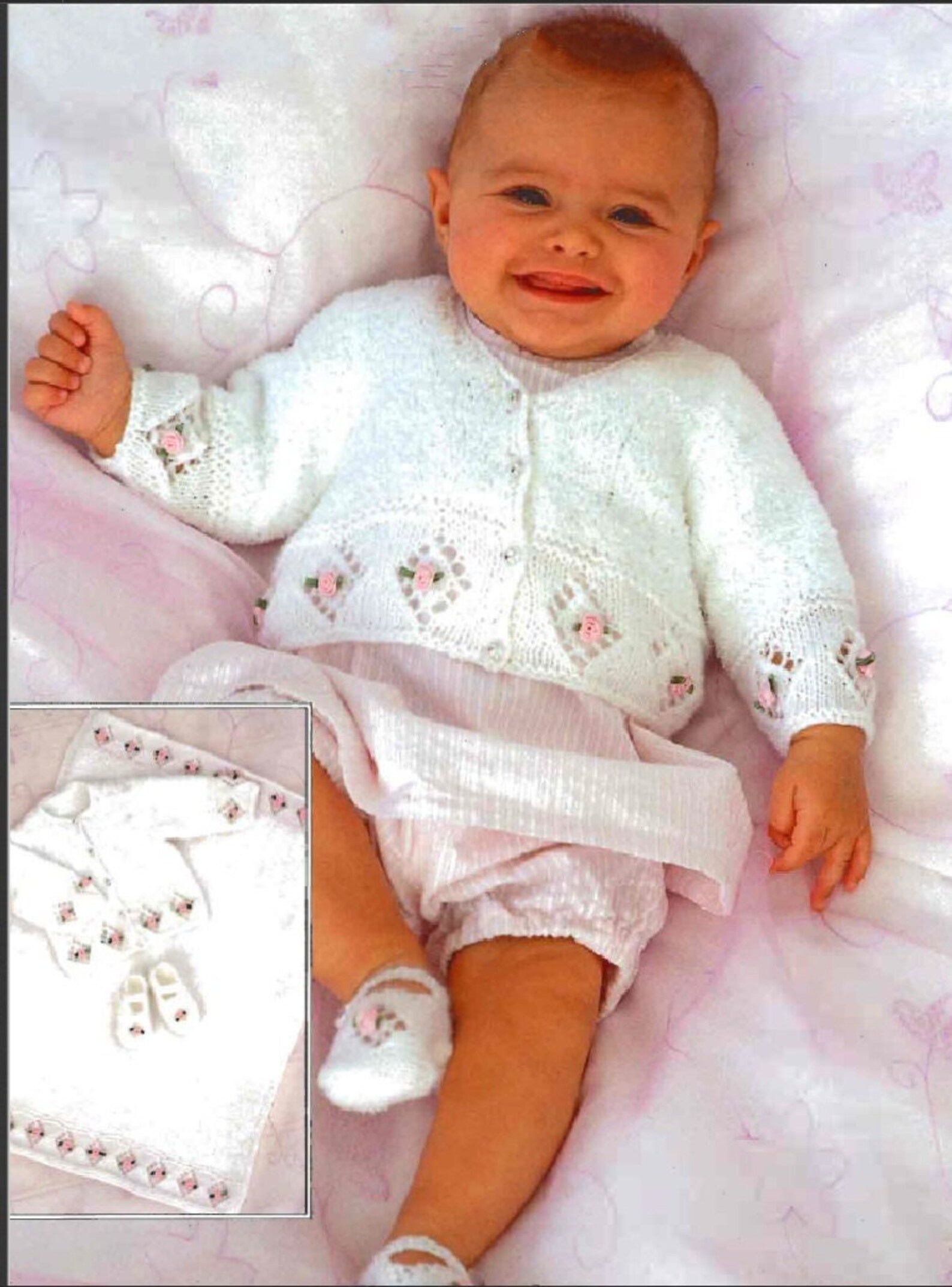 Vintage Knitting Pattern Knit Baby Girl Rosebud Diamond - Etsy