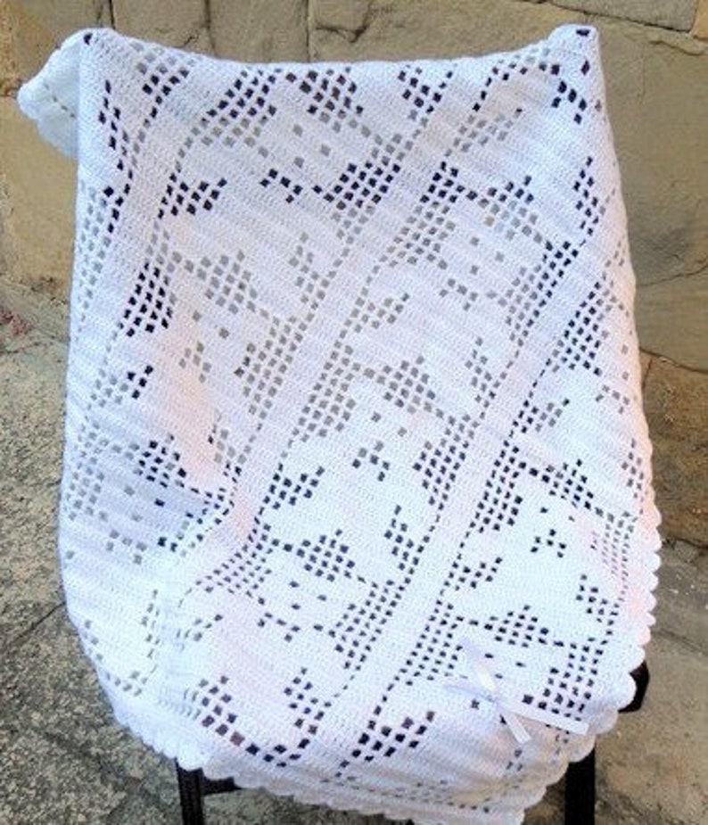 Vintage Crochet Pattern Teddy Bear Filet Baby Blanket Afghan PDF ...