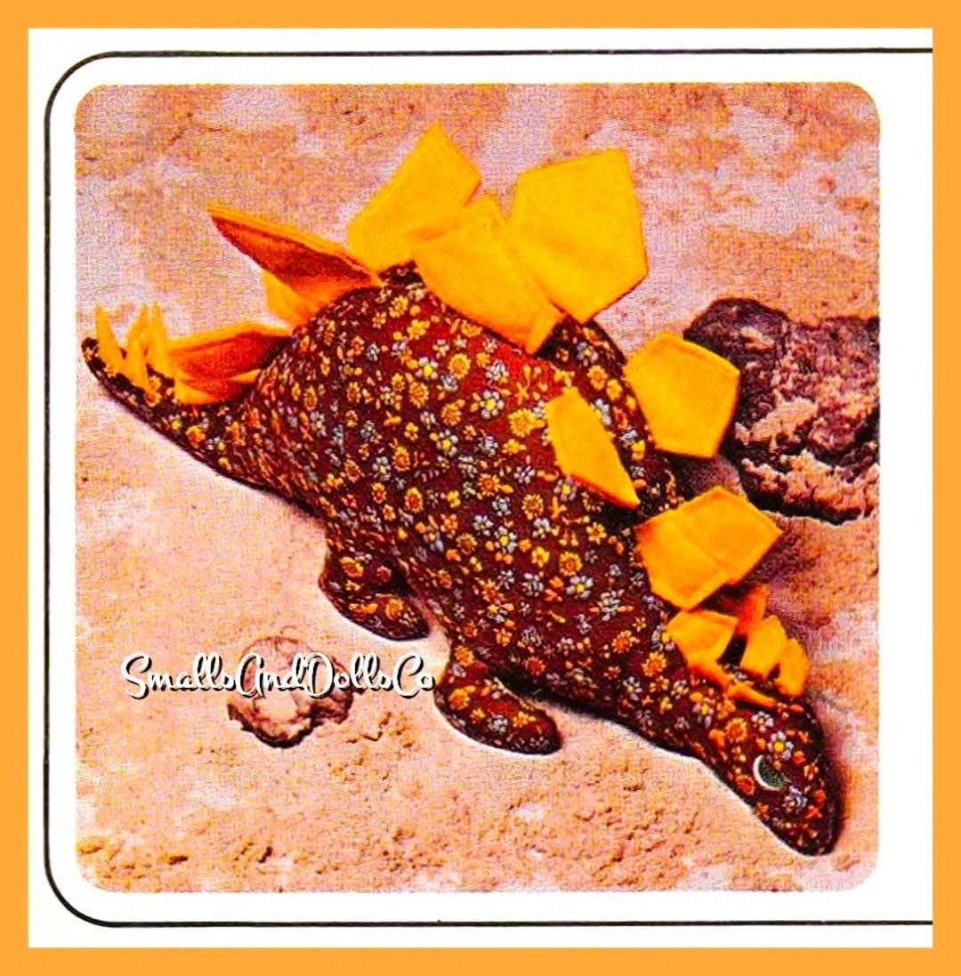 Vintage Sewing Pattern 20" Calico Fabric Stegosaurus Soft Sculpture Toy ...