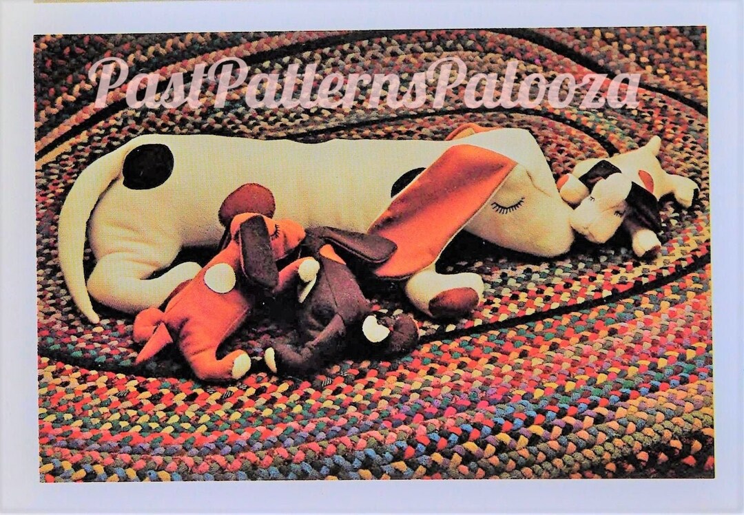 Vintage Sewing Pattern Sleepy Beagle Puppy Dog Family Litter Soft Toy ...