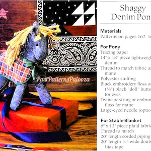 Vintage Sewing Pattern 7" Denim Fabric Pony Horse Soft Sculpture Toy ...