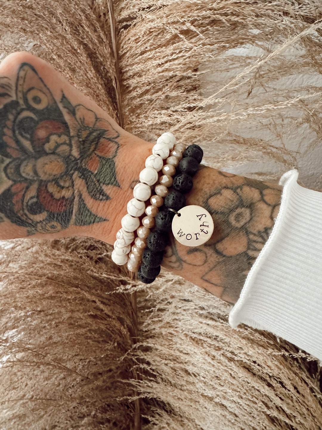 Beaded Bracelets Bracelet Set Stamped Bracelets - Etsy