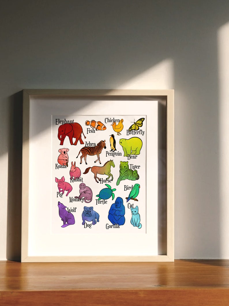 Rainbow Animal Art Print || Educational Art Print || Digital File ONLY ...