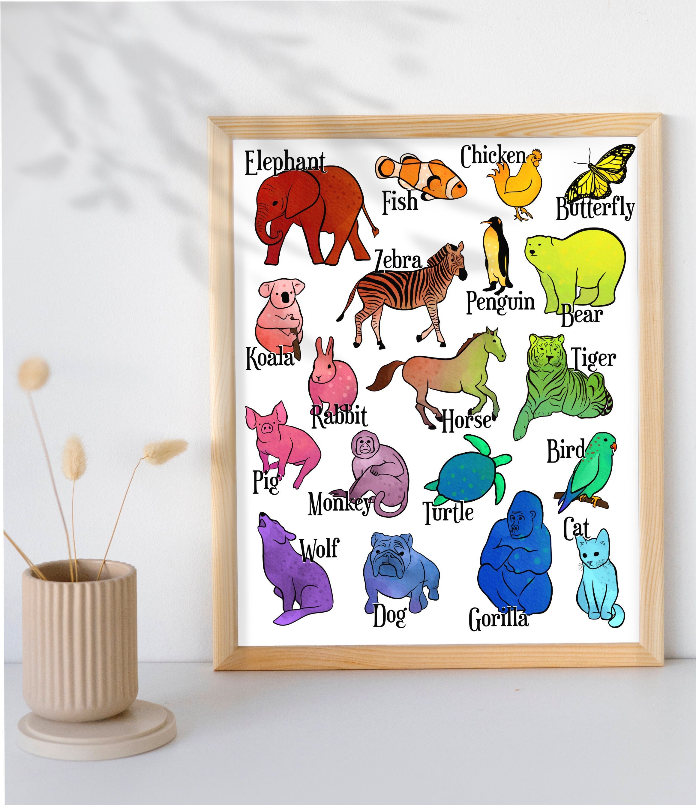 Rainbow Animal Art Print || Educational Art Print || Digital File ONLY ...