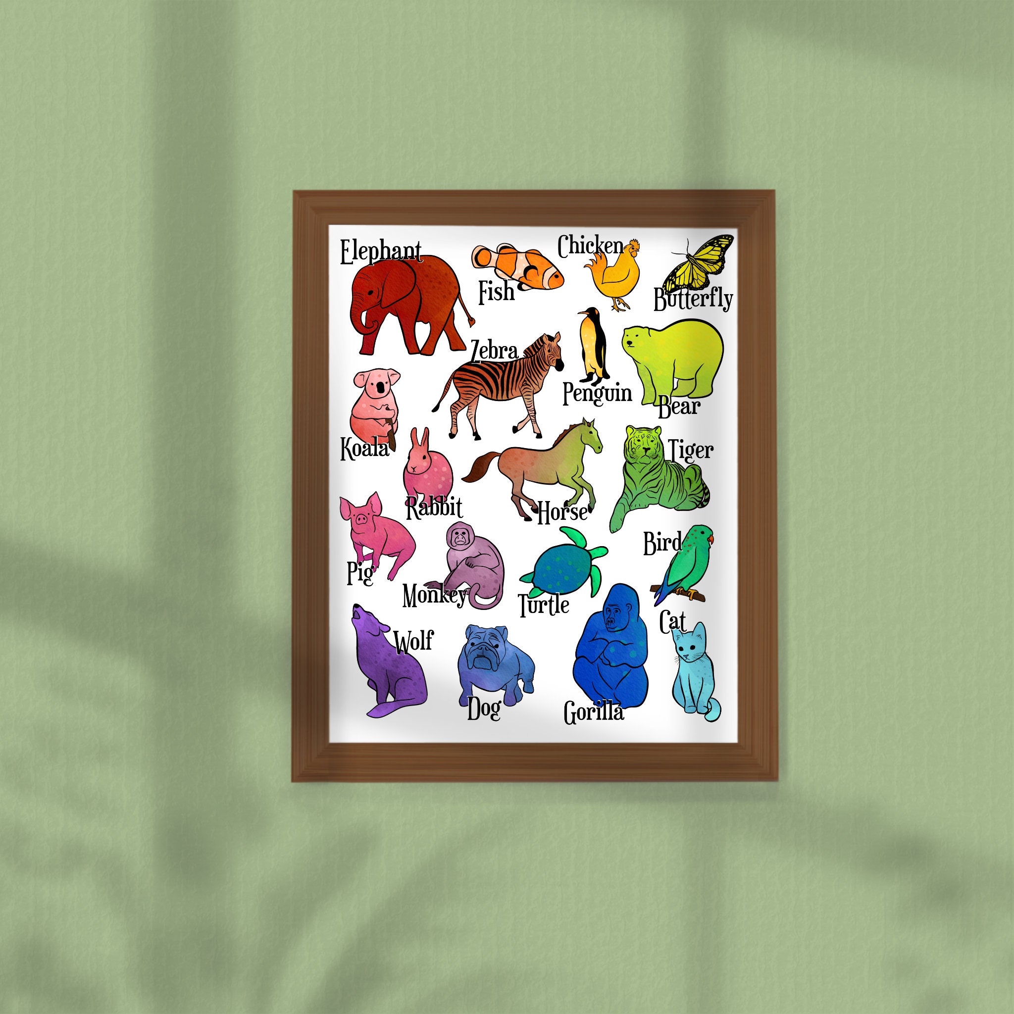 Rainbow Animal Art Print || Educational Art Print || Digital File ONLY ...