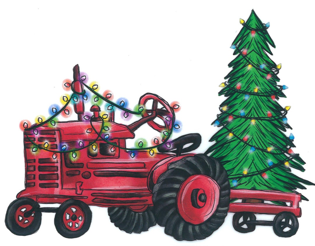 Christmas Tractor and Tree - Etsy