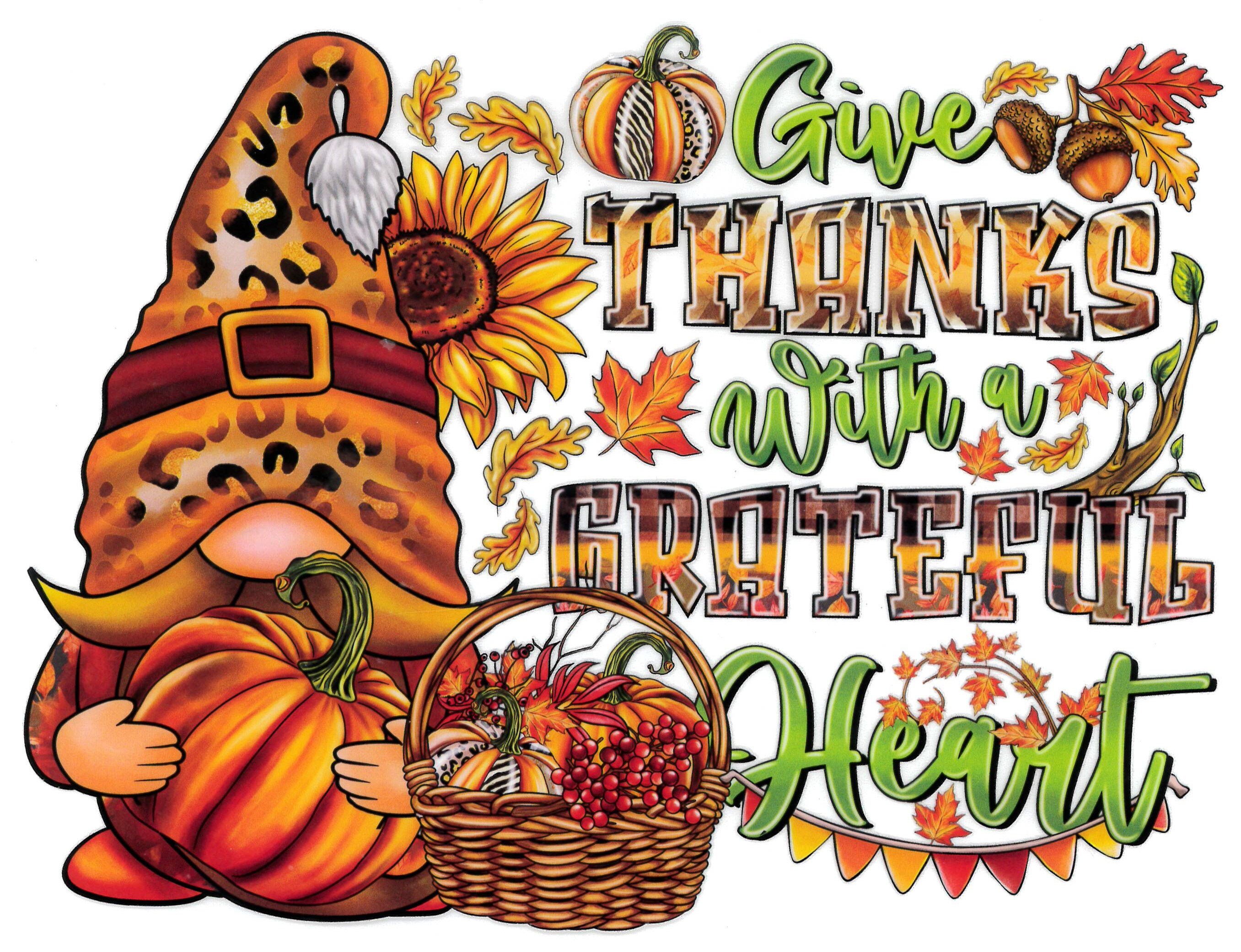 Give Thanks With Grateful Heart Gnomes PNG - Etsy