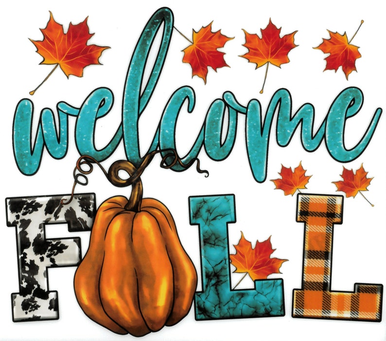 Welcome Fall Turquoise PNG - Etsy