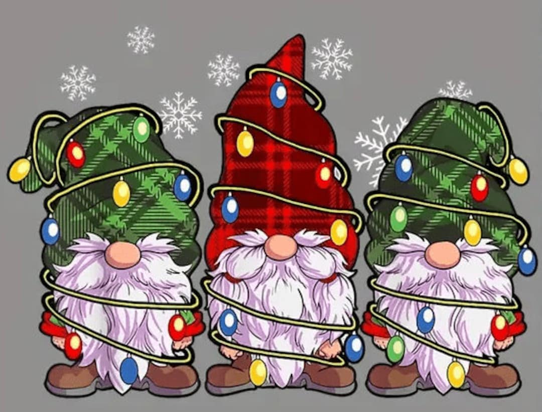 3 Gnomes Wrapped in Christmas Lights - Etsy