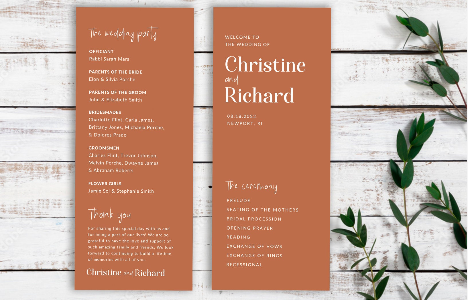 Terracotta Wedding | Wedding Program Template | Terracotta Wedding ...