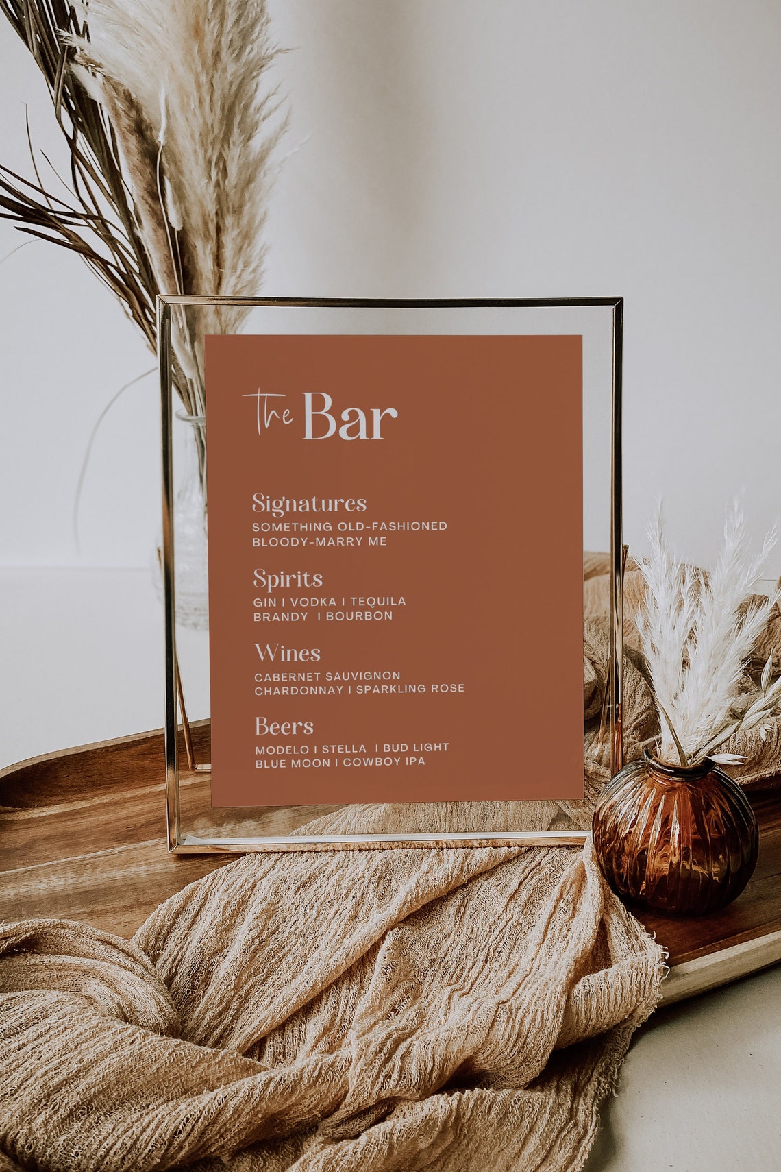 Terracotta Wedding Bar Menu Sign Template Wedding Drinks - Etsy