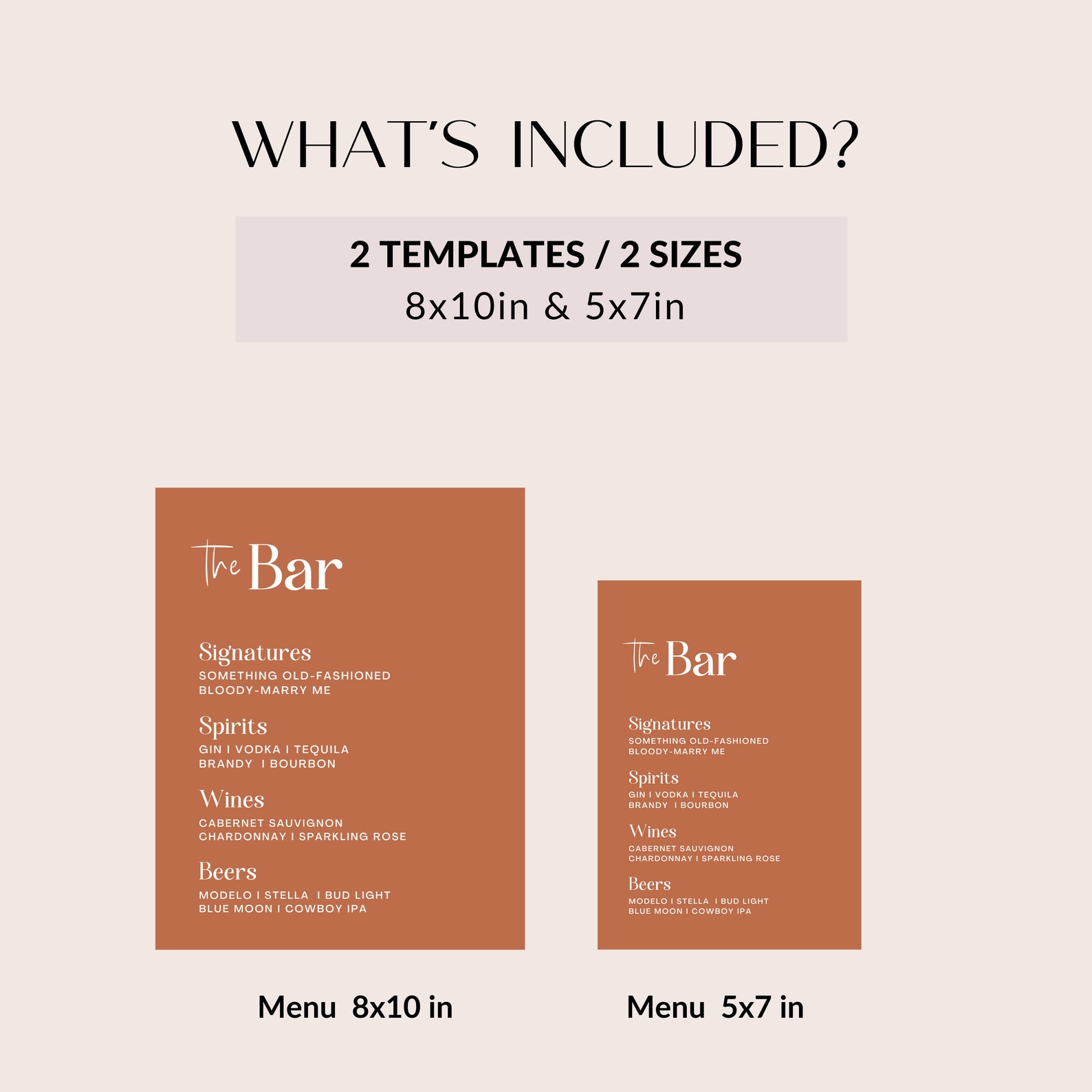 Terracotta Wedding Bar Menu Sign Template Wedding Drinks - Etsy