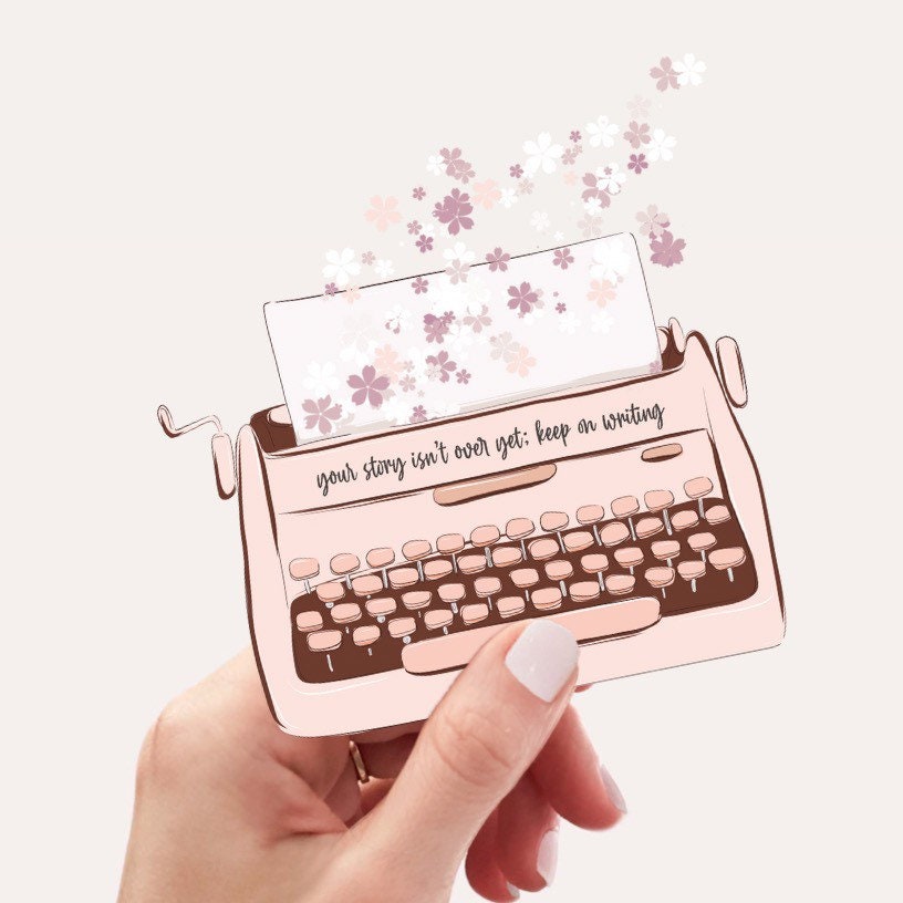 Aesthetic Encouraging Mental Health Typewriter Sticker- Semicolon ...