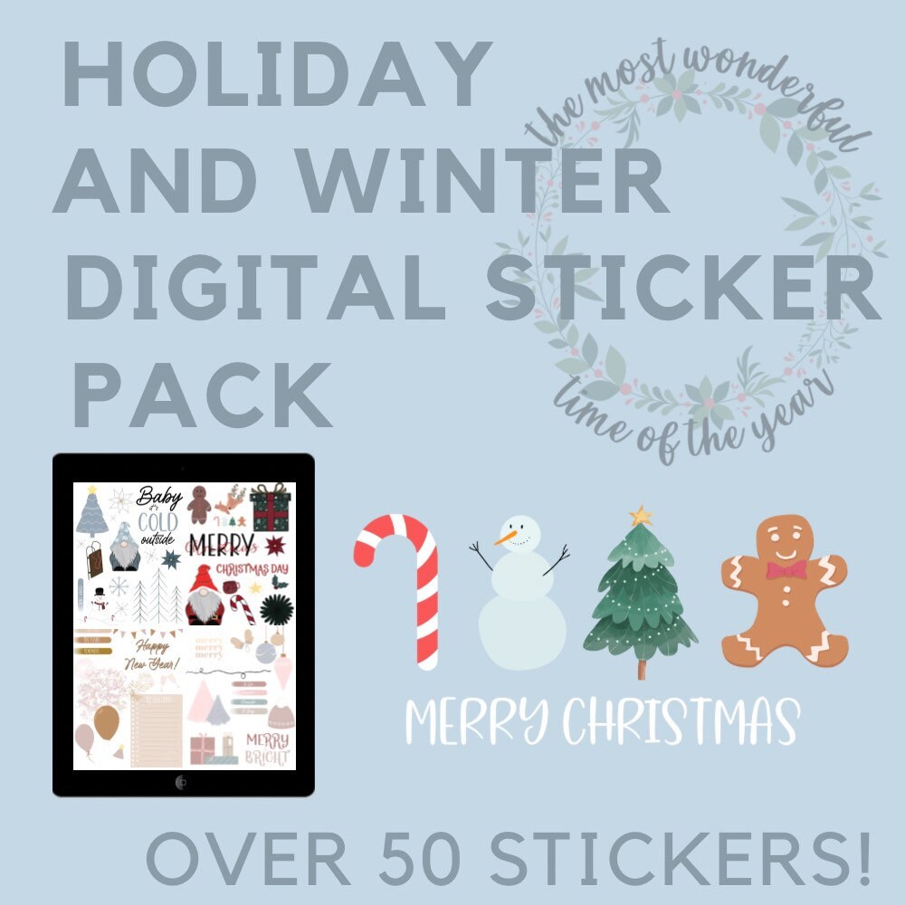 Holiday and Winter Digital Stickers PNG Files ONLY for - Etsy