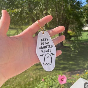 Keys to My Haunted House Black and White Halloween Spooky Festive Motel ...