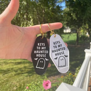 Keys to My Haunted House Black and White Halloween Spooky Festive Motel ...