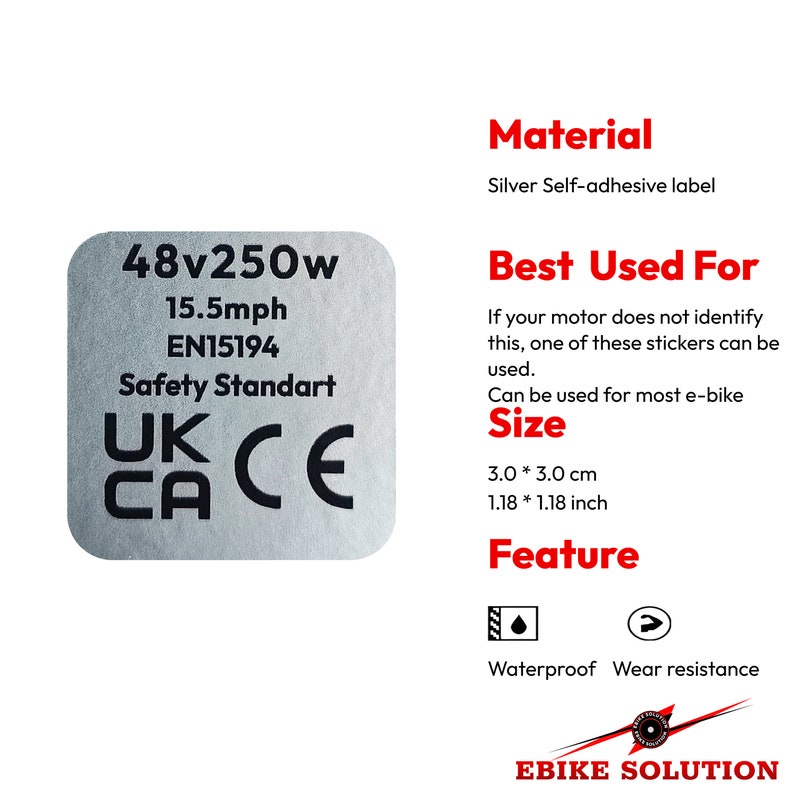 3x Motor Sticker Decal 36V/48V 250W Road Legal Ebike Stickers Decal ...