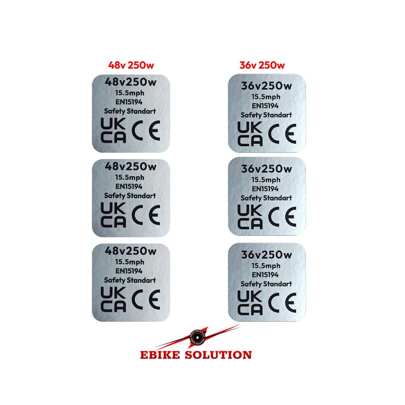 3x Motor Sticker Decal 36V/48V 250W Road Legal Ebike Stickers Decal ...