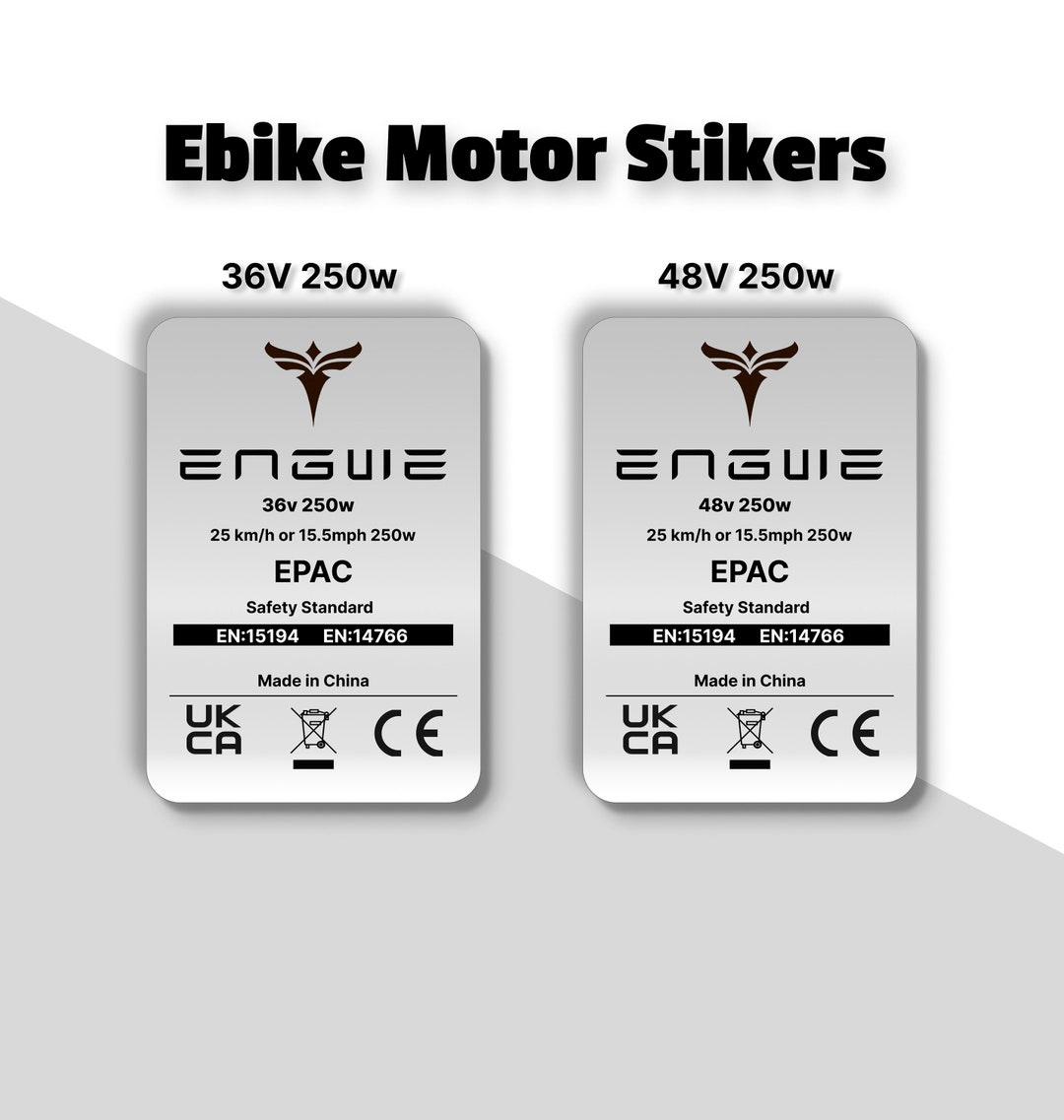 3x Engwe E-bike EPAC 250w 15.5mph Legal Motor Silver Sticker Decal ...