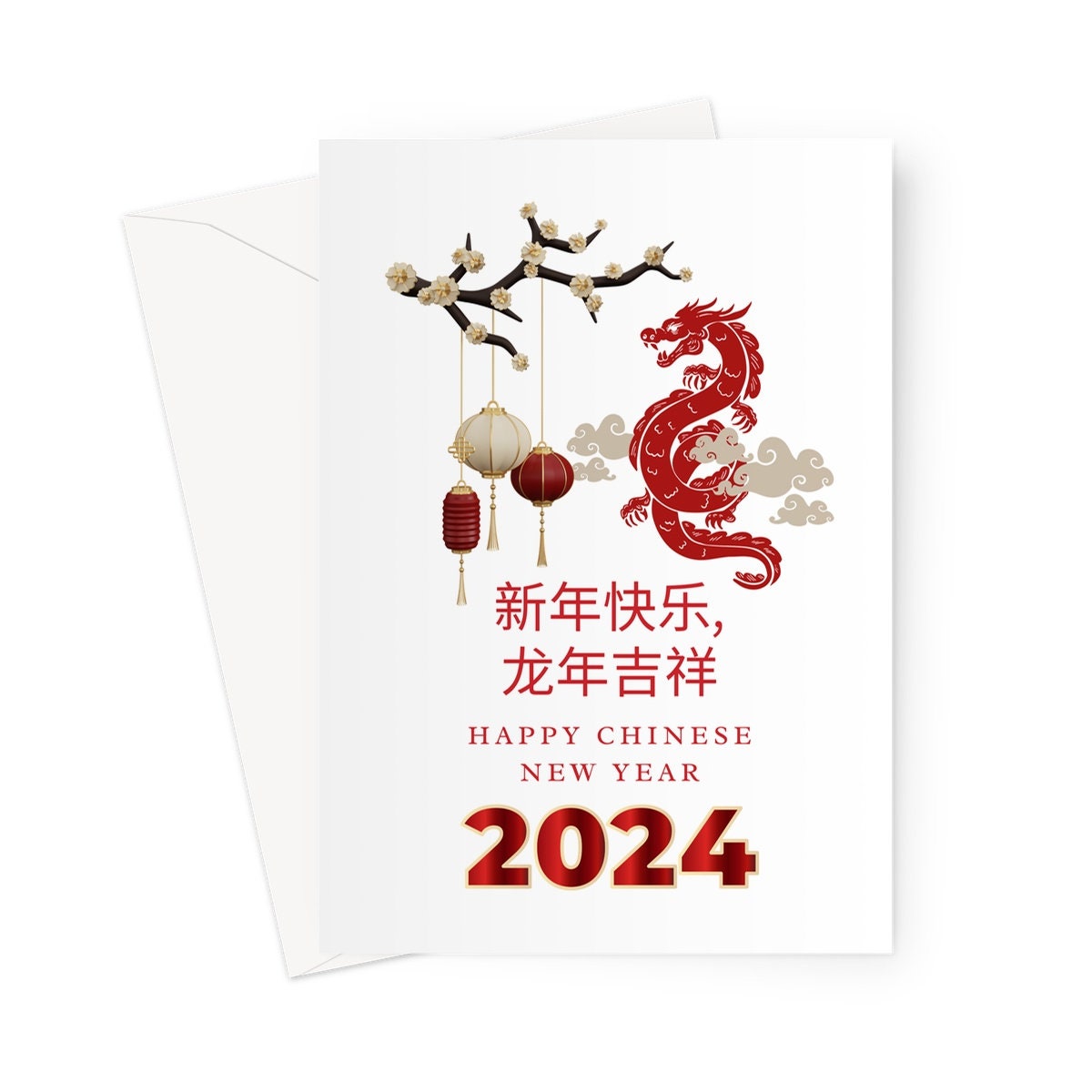 Lunar New Year Greeting Card, Chinese New Year, Year of Dragon, Chinese ...