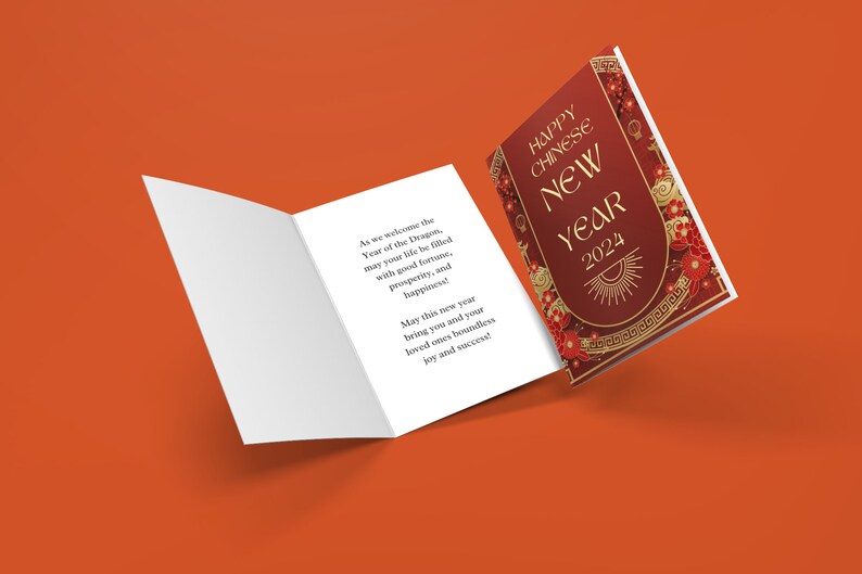 Chinese Zodiac, Chinese Dragon Year, Lunar New Year 2024 Greeting Card ...