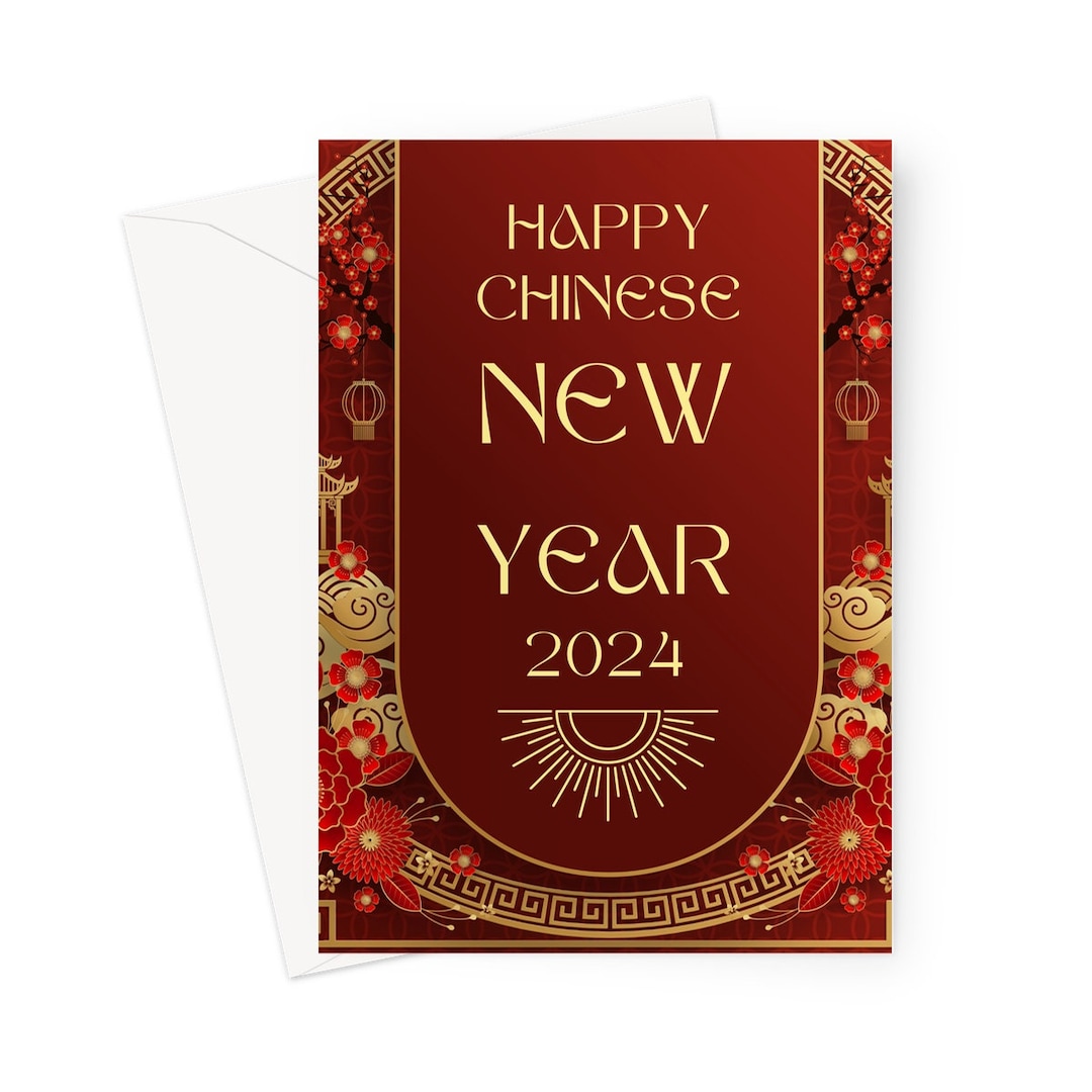 Chinese Zodiac, Chinese Dragon Year, Lunar New Year 2024 Greeting Card ...