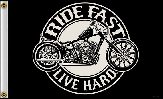Ride Fast Live Hard Biker Flag Motorcycle Banner 3'x5' - Etsy