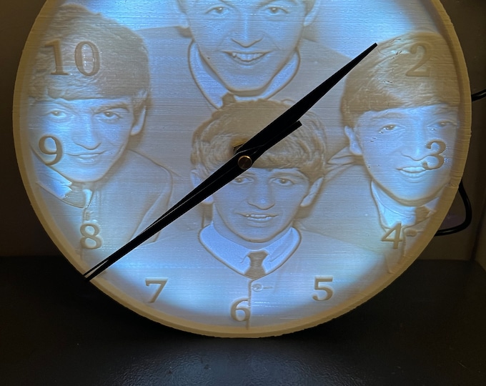 LED Lit Beatles 3D Printed Lithophane Clock Unique Home Decor - Etsy
