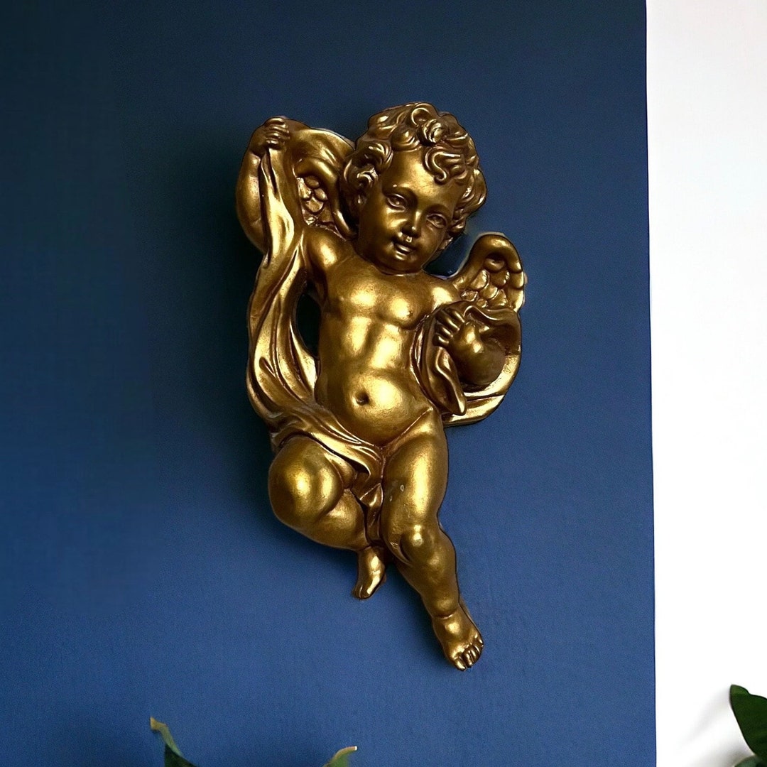 Vintage Gold Ornate Angel Cherub Wall Decor, Victorian Hollywood ...