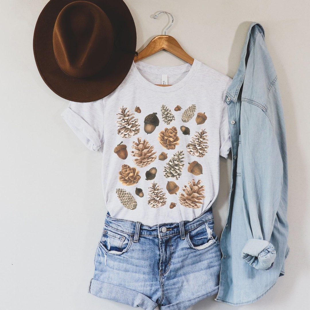 Pinecone Shirt, Acorn T-shirt, Pinetree Tee, Women's Fall Tshirt ...
